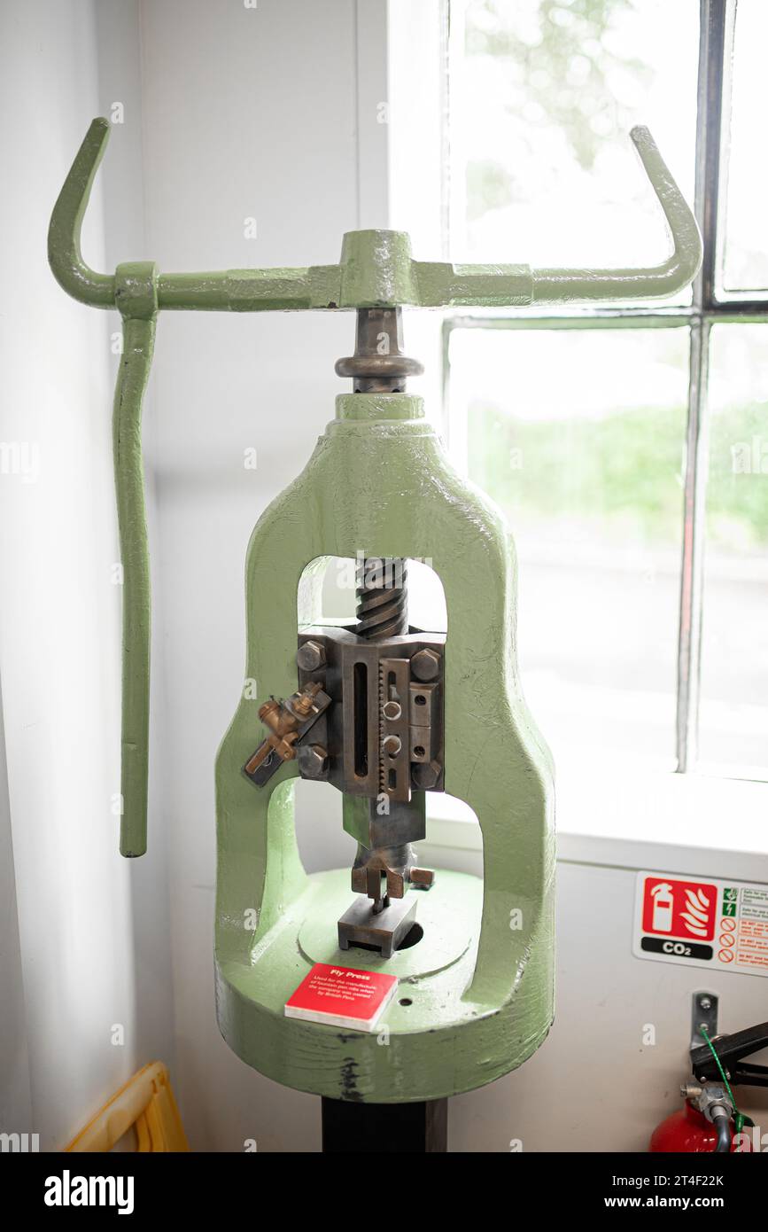 Fly press used for slitting pen nibs, Pencil Musuem, at Keswick ...