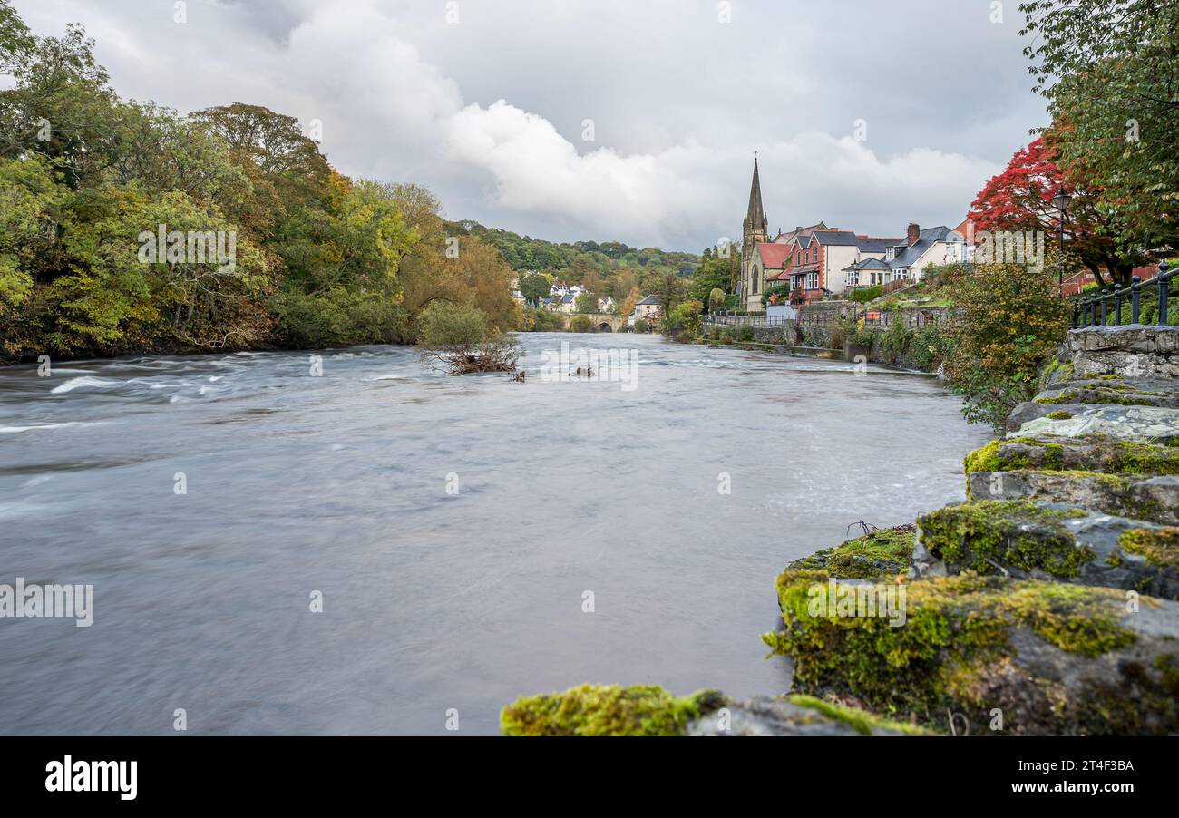 Heavy rain in previous days causes the water levels on the River Dee to ...