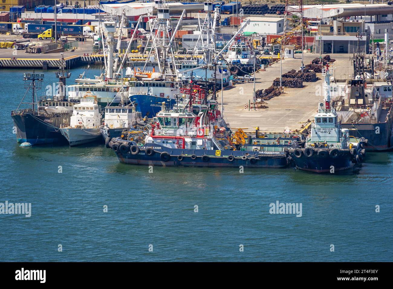 Ensenada, BC, Mexico – September 14, 2023: Docked boats at a shipyard ...
