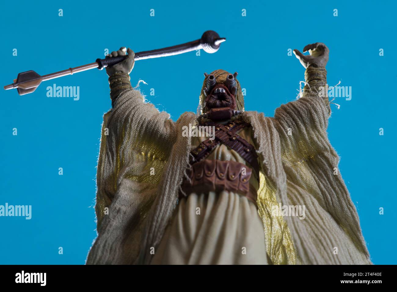 A Tusken Raider from Star Wars waving his Gaffi Stick in anger Stock ...