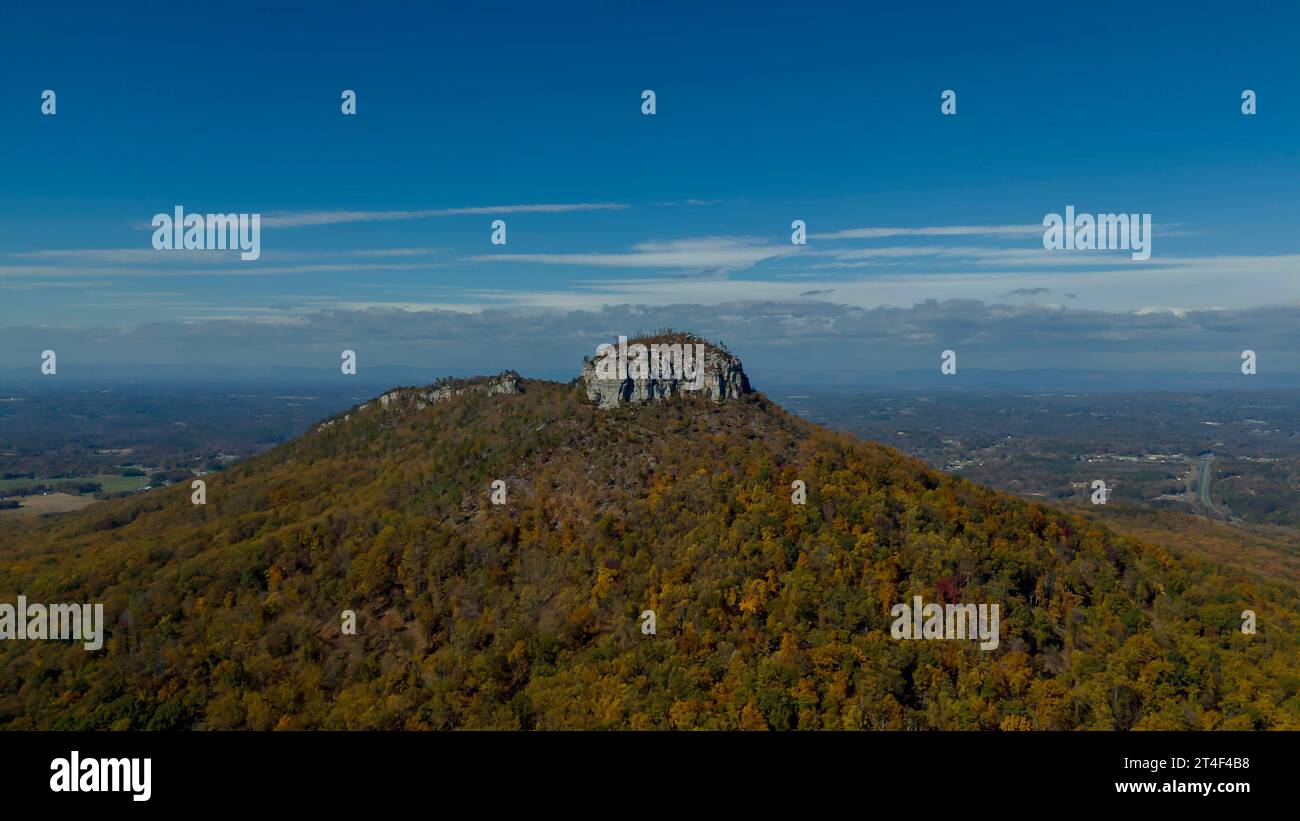 Pinnacle, NC, USA. 30th Oct, 2023. Aerial view Pilot Mountain in the U ...