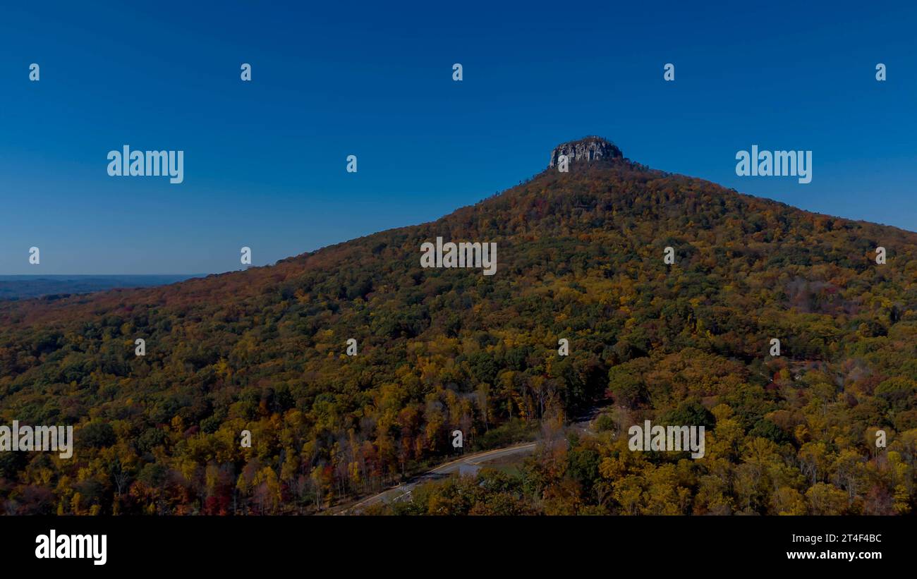 Pinnacle, NC, USA. 30th Oct, 2023. Aerial view Pilot Mountain in the U ...