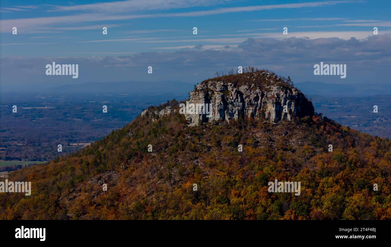 Pinnacle, NC, USA. 30th Oct, 2023. Aerial view Pilot Mountain in the U ...