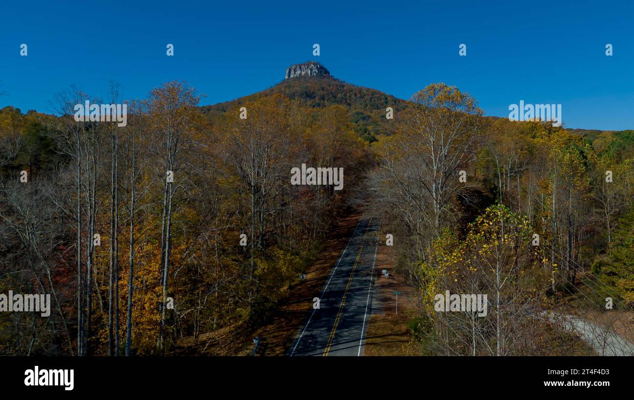 Pinnacle, NC, USA. 30th Oct, 2023. Aerial view Pilot Mountain in the U ...