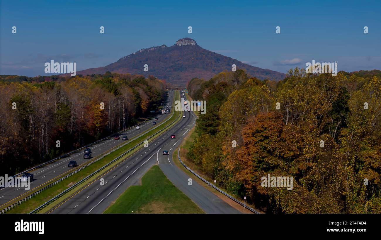 Pinnacle, NC, USA. 30th Oct, 2023. Aerial view Pilot Mountain in the U ...