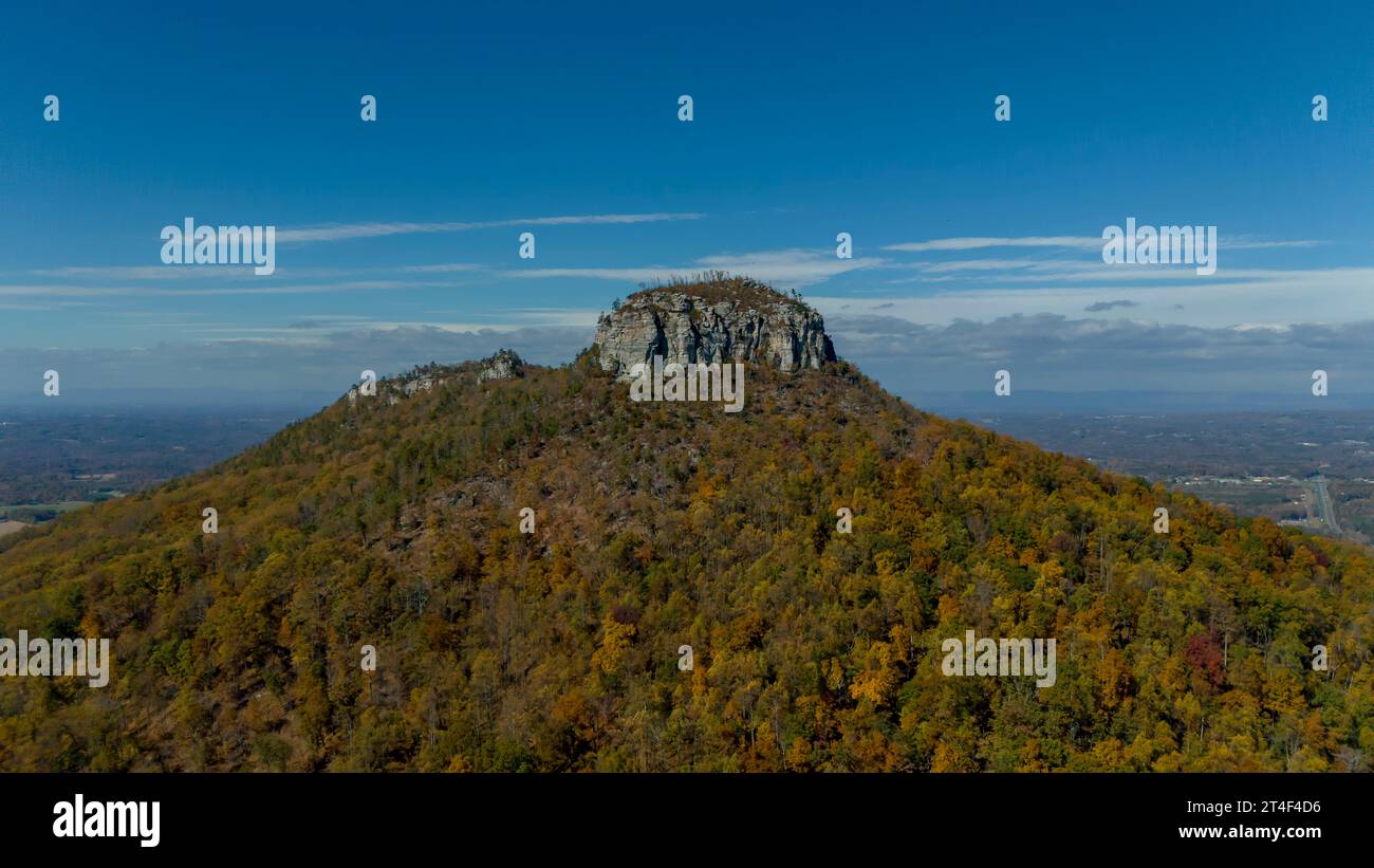 Pinnacle, NC, USA. 30th Oct, 2023. Aerial view Pilot Mountain in the U ...
