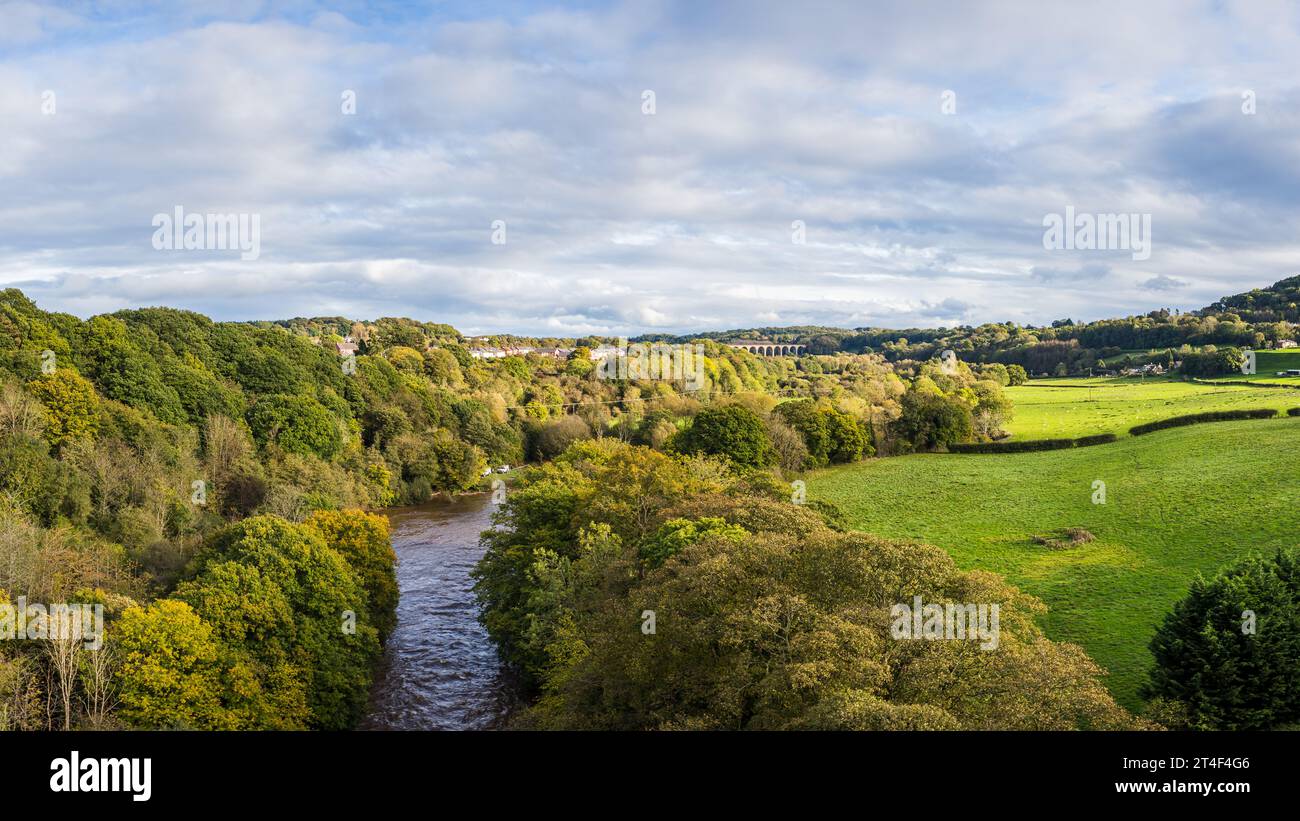 A multi image panorama taken along the Pontcysyllte Aqueduct featuring ...
