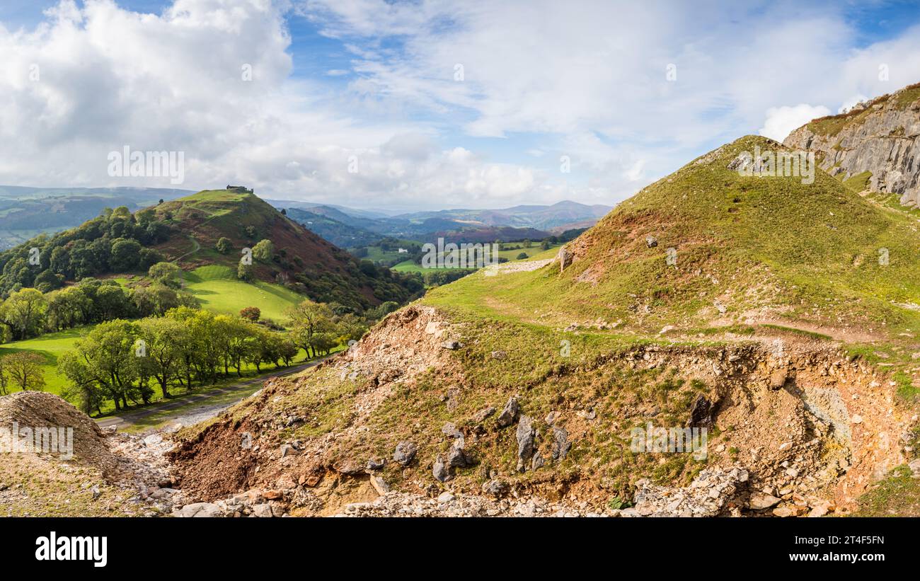The ruins of Castell Dinas Bran pictured on top of a hill at Llangollen ...