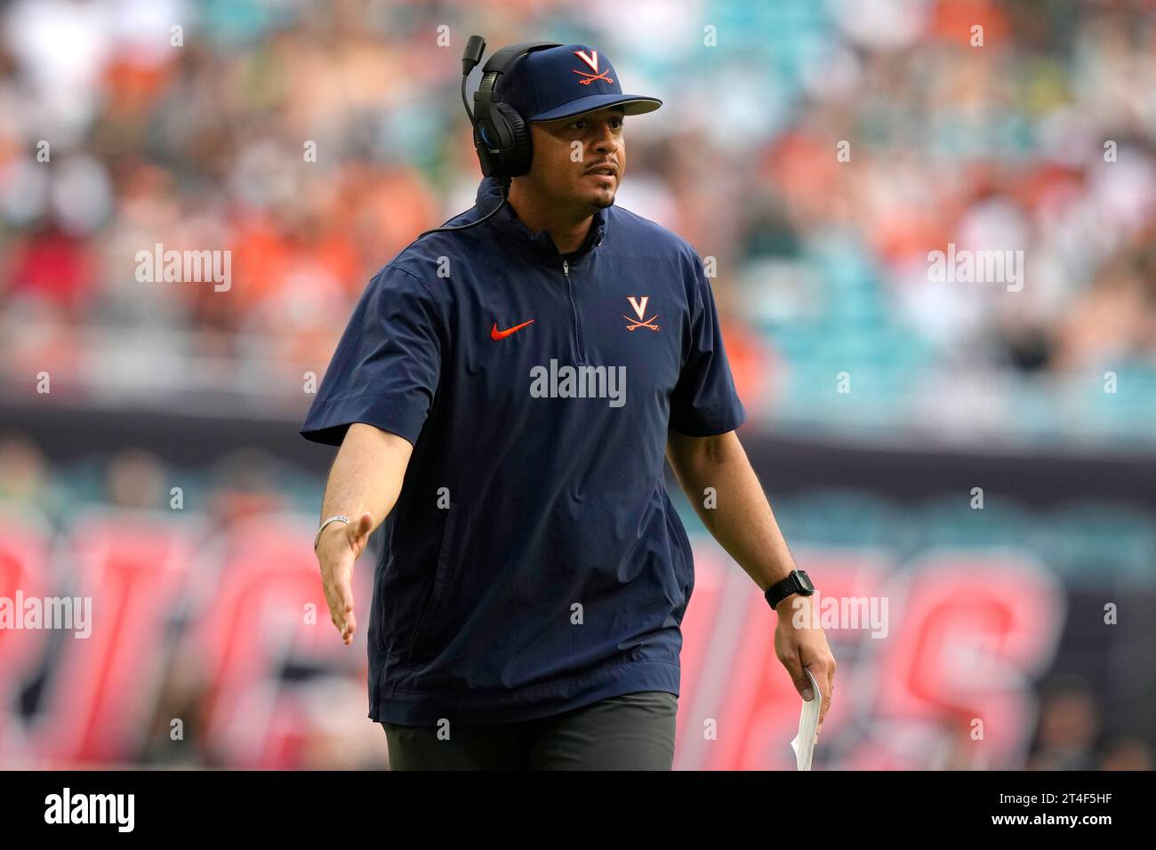 Virginia head coach Tony Elliott watches during the first half of an ...