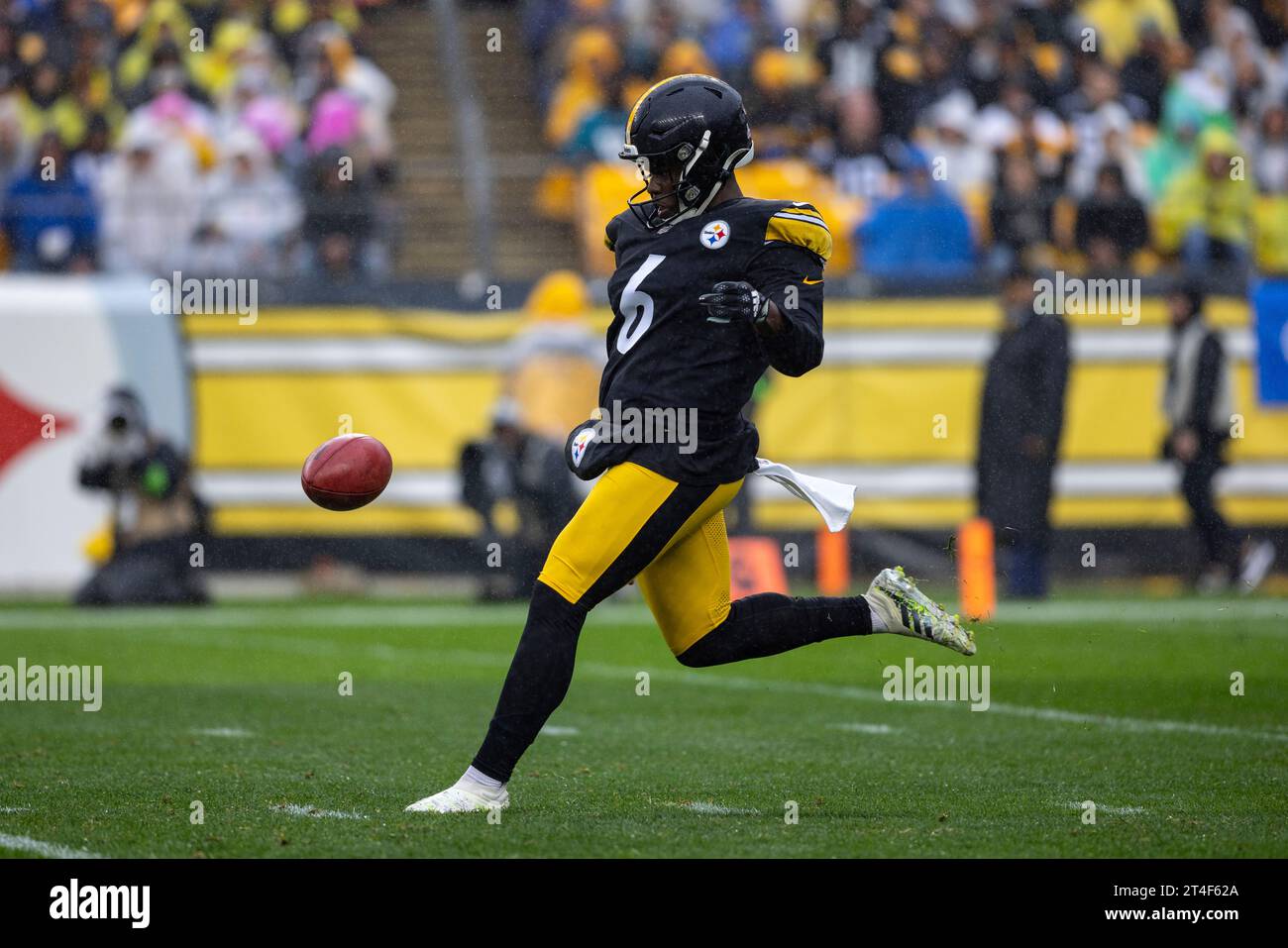 Pittsburgh Steelers punter Pressley Harvin III (6) punts during an NFL ...