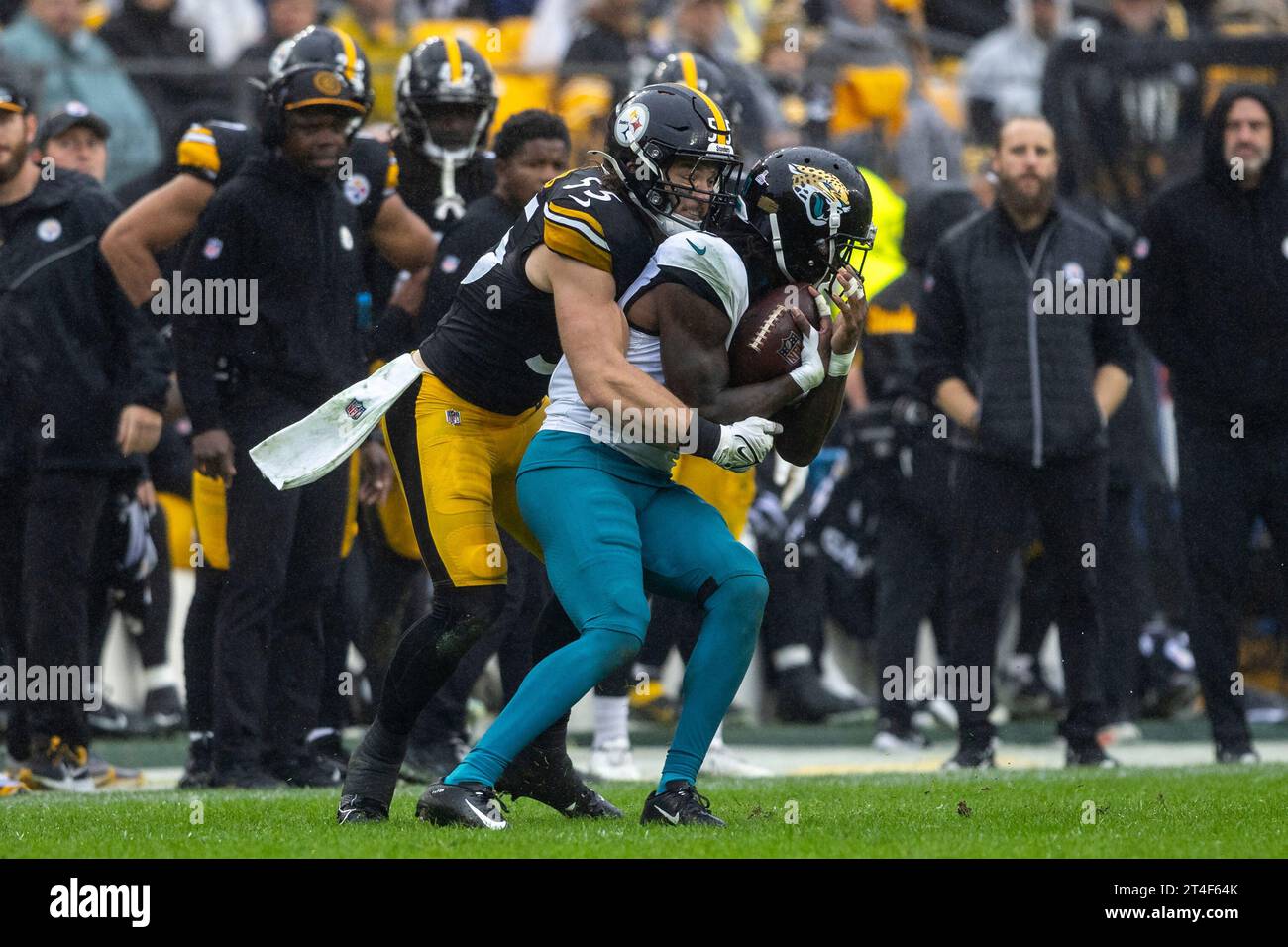 Jacksonville Jaguars wide receiver Calvin Ridley (0) is tackled by ...
