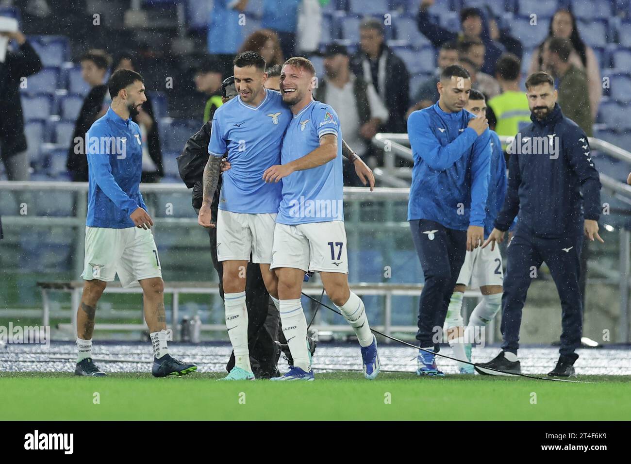 Lazio's Italian forward Ciro Immobile celebrates after scoring a goal ...