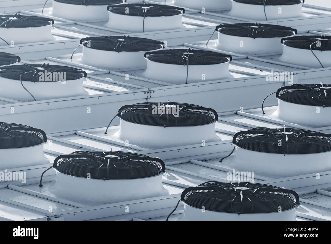 Air conditioning system assembled and installed on top of the building ...