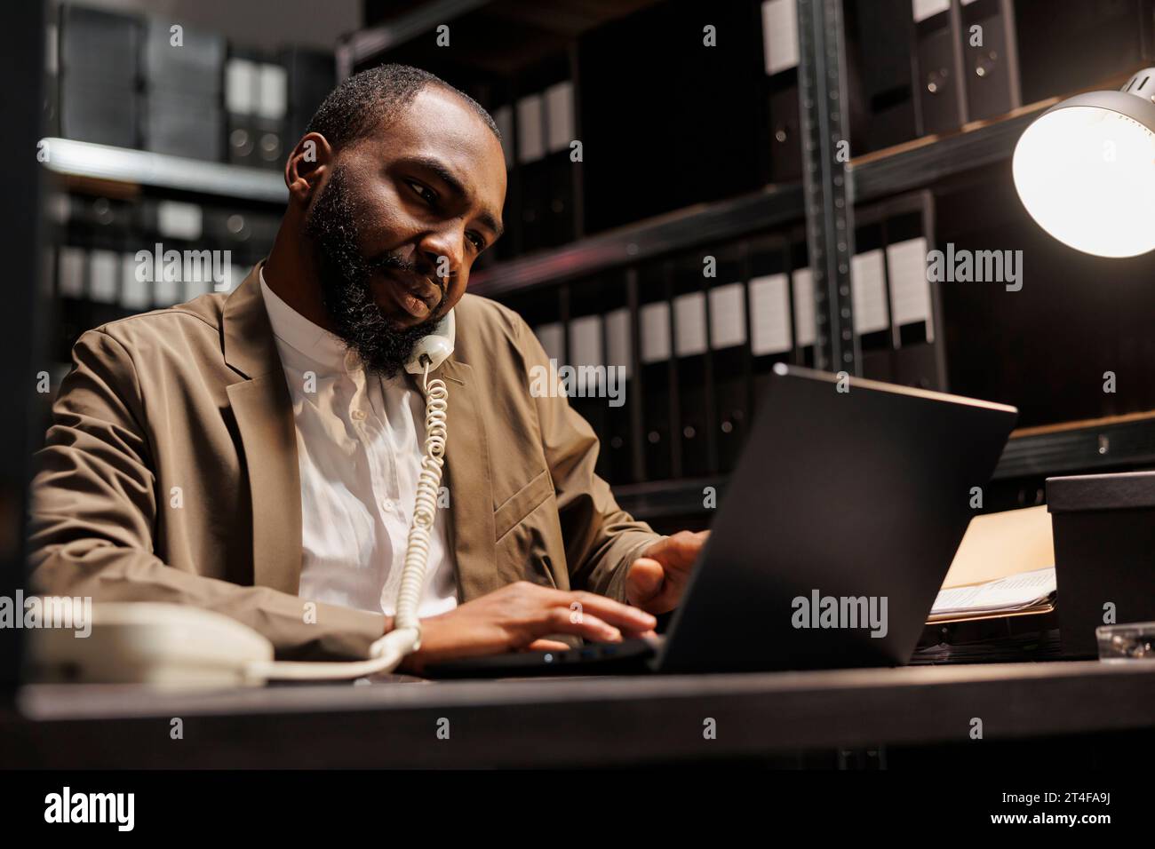 African american detective talking on hi-res stock photography and ...