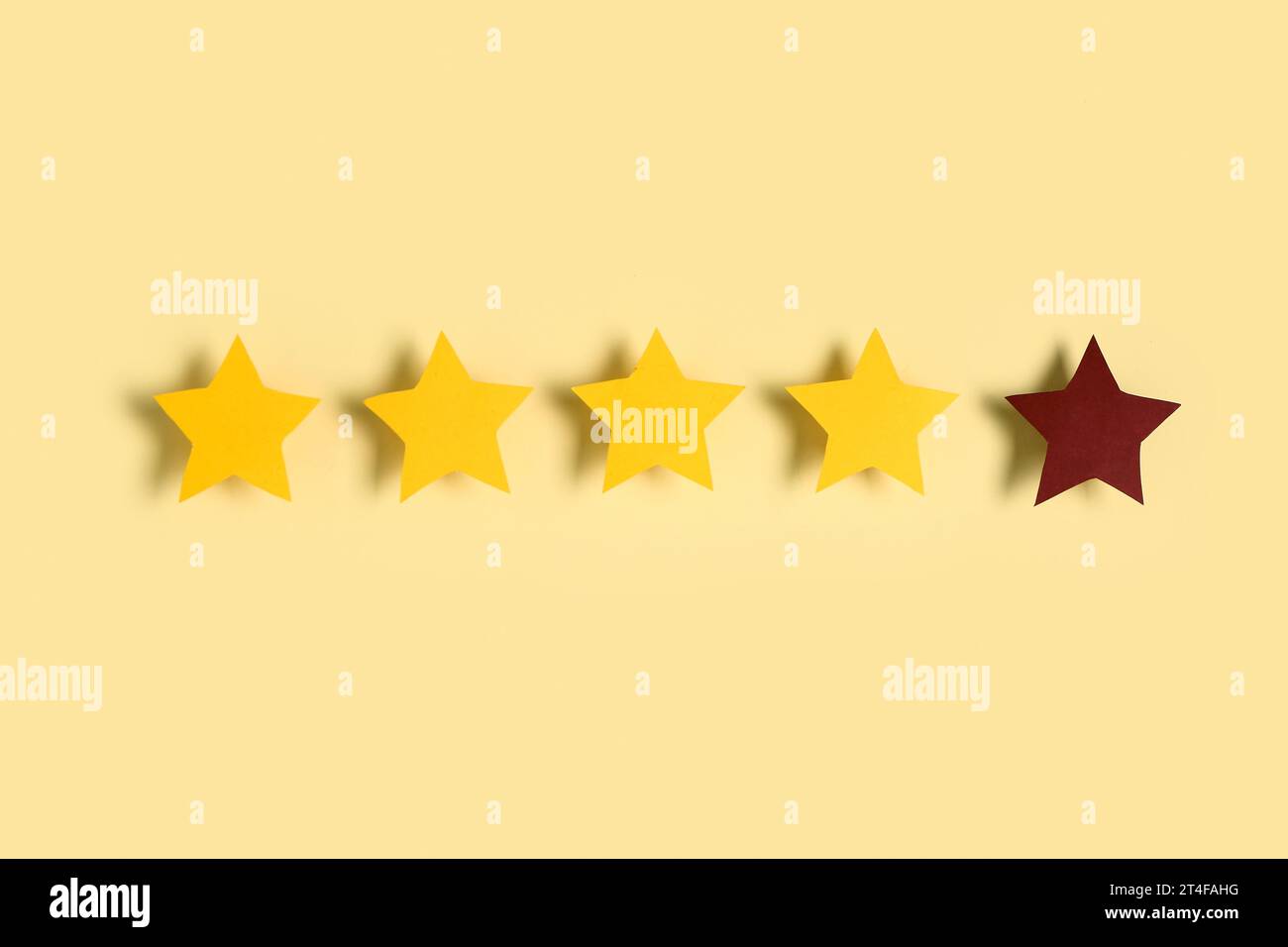 Four out of five stars rating on yellow background. Customer experience ...