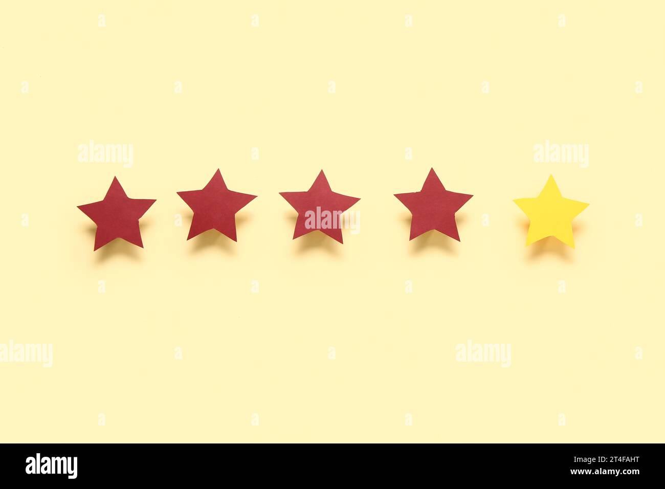 Five stars rating on yellow background. Customer experience concept ...