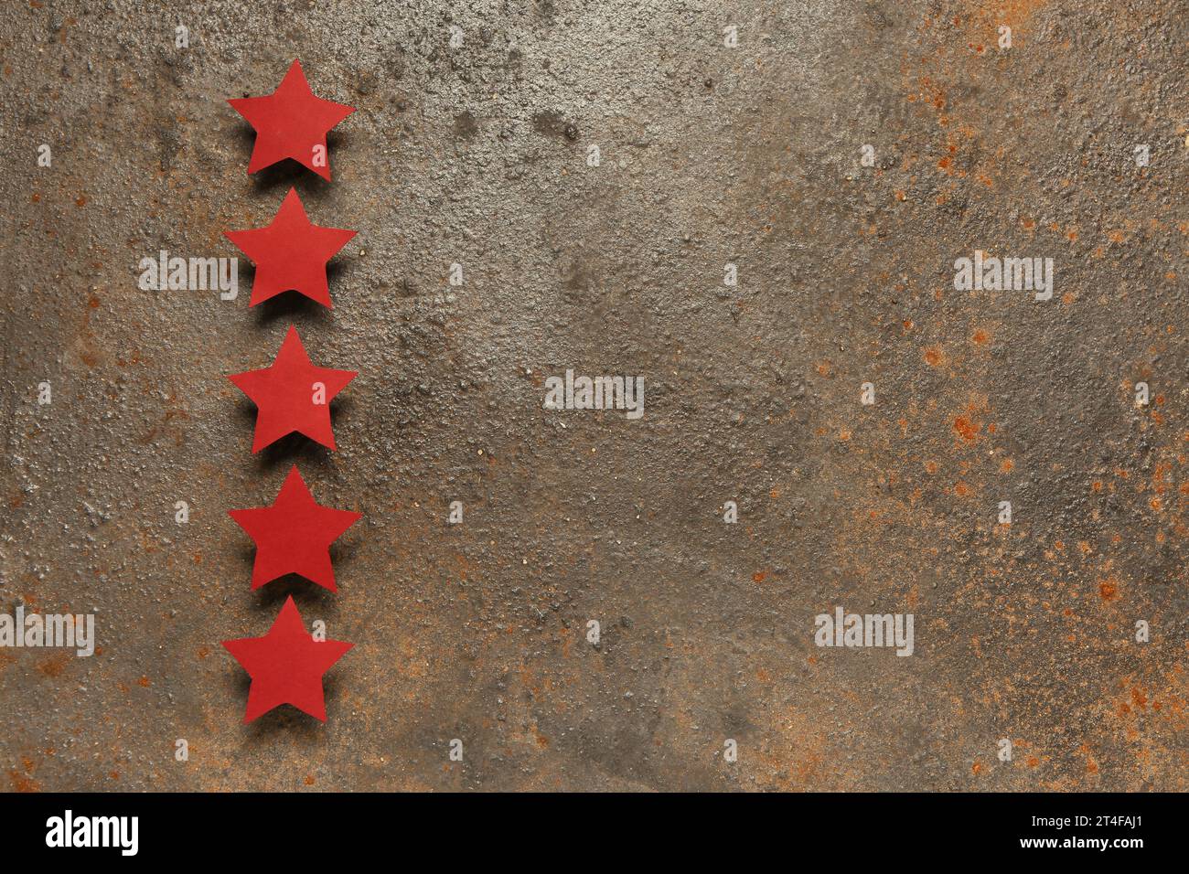 Five stars rating on rusted metal background. Customer experience ...