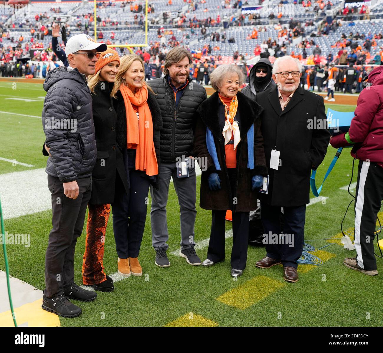 Denver Broncos chief executive officer Greg Penner, far left, and his ...