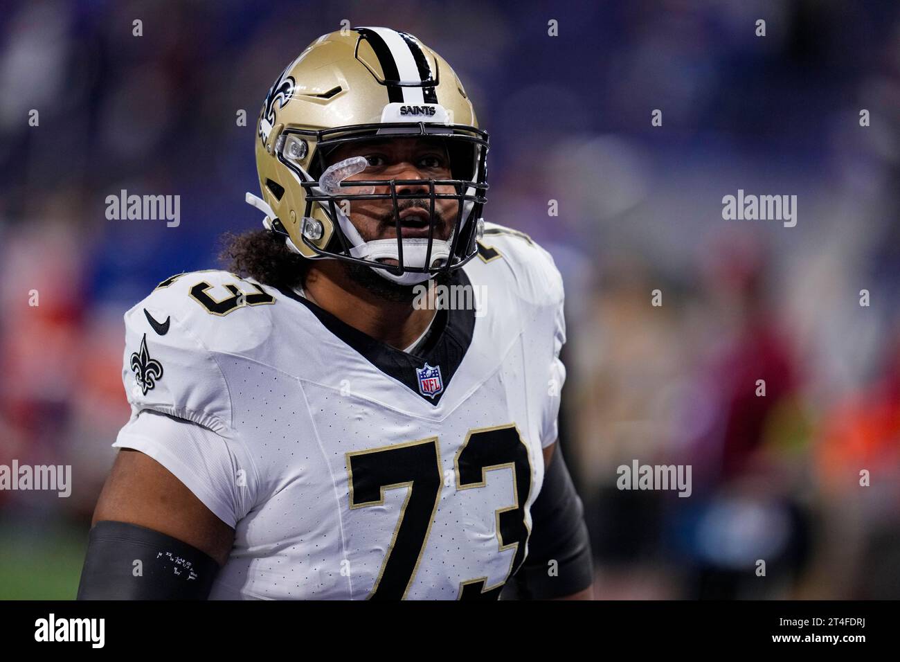 New Orleans Saints guard Max Garcia (73) during warm ups before an NFL ...