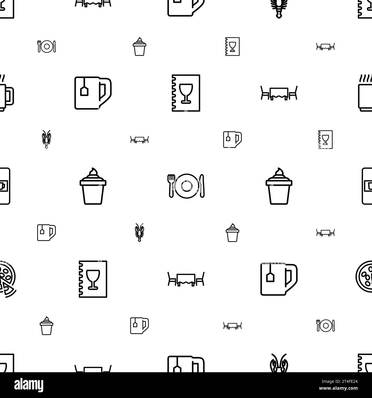 Cafe icons pattern seamless white background Vector Image Stock Vector ...