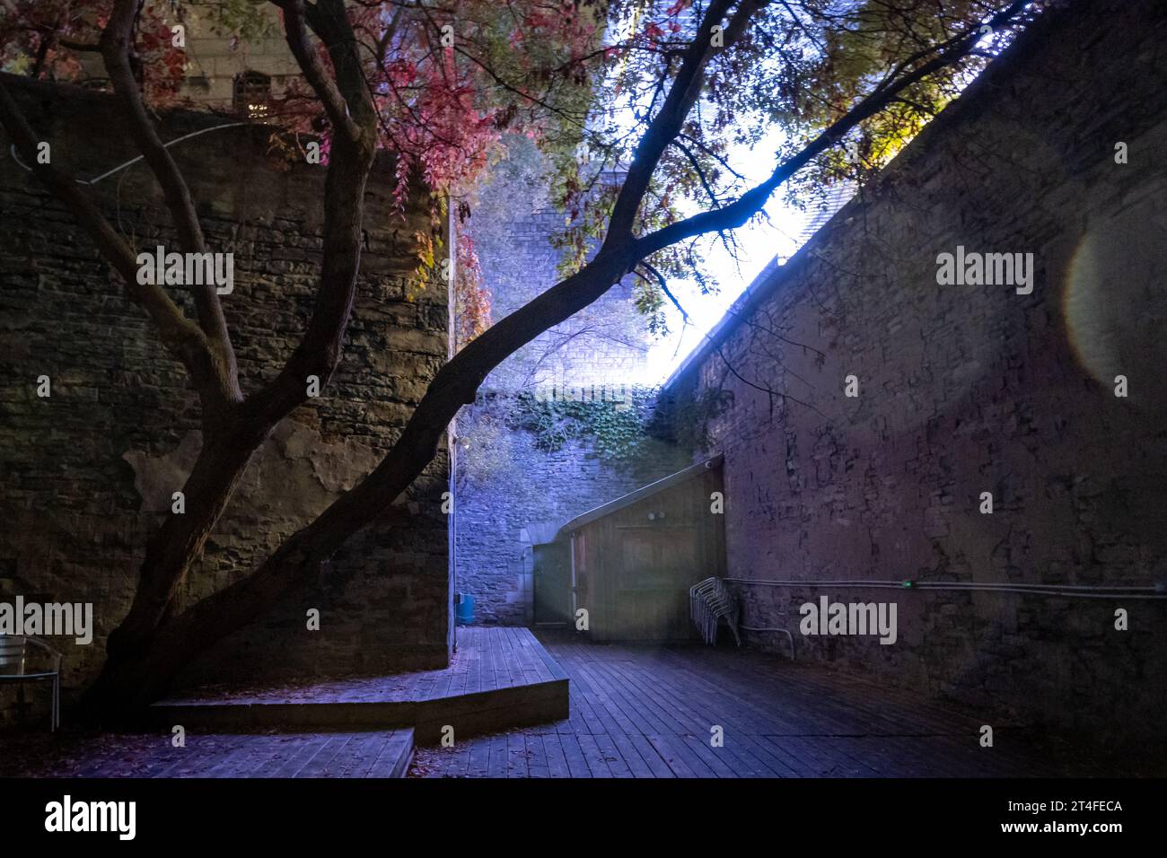 Inside the exercise yard at the Ottawa Jail and a view of the Ottawa ...