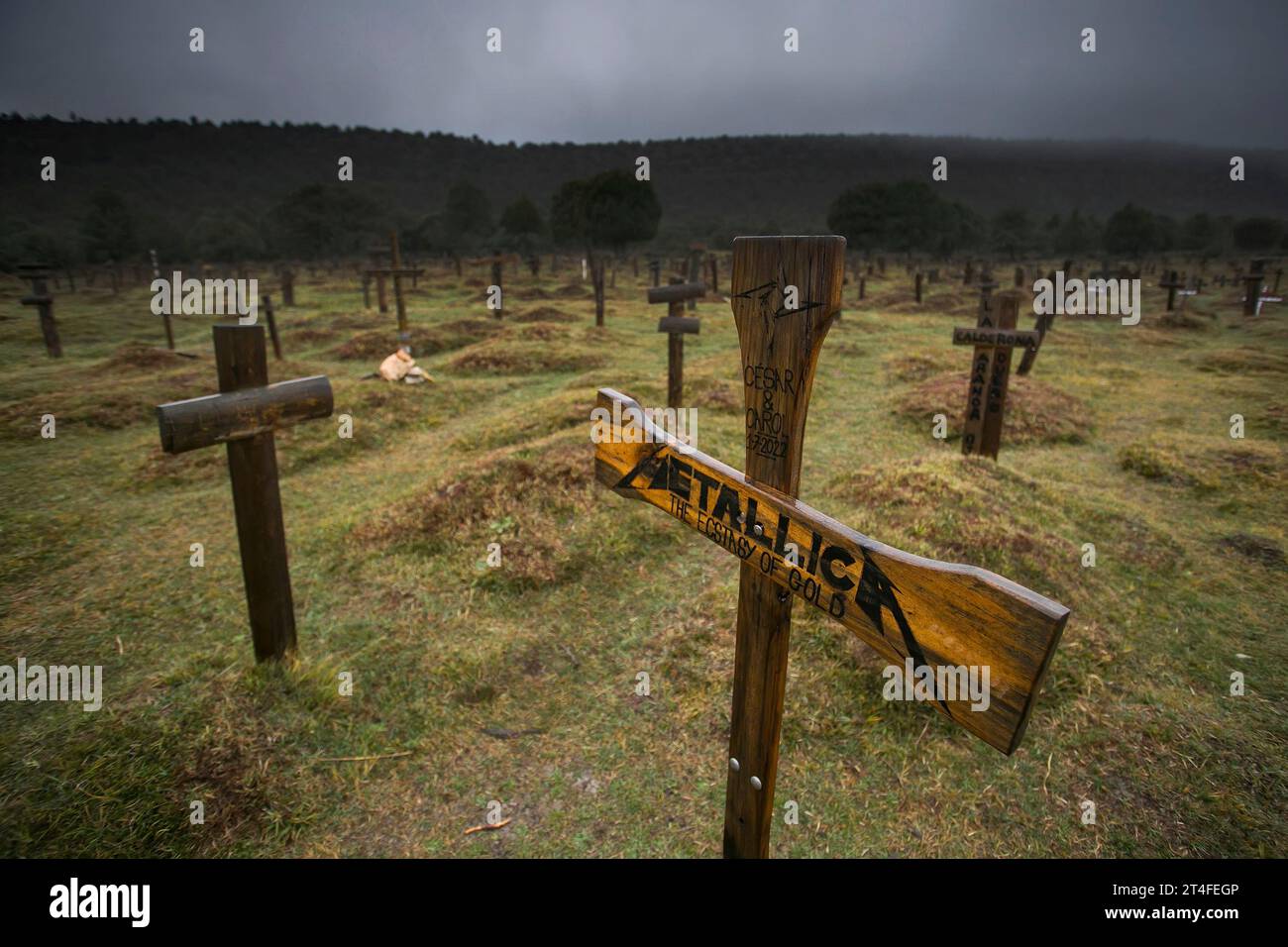 Some of the graves at Sad Hill Cemetery, on October 24, 2023, in Burgos ...