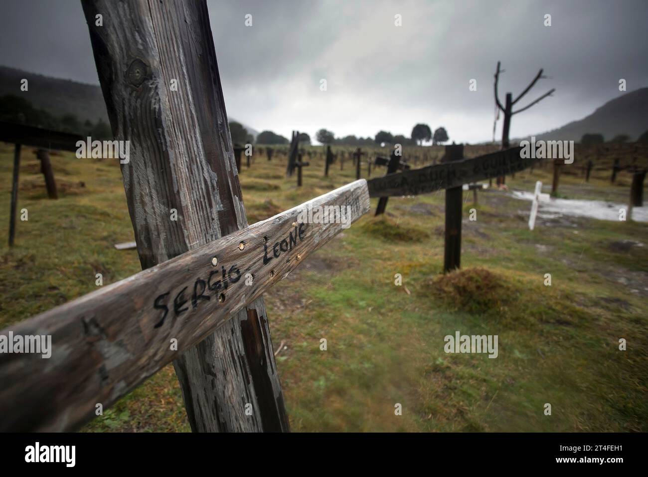 Some of the graves at Sad Hill Cemetery, on October 24, 2023, in Burgos ...