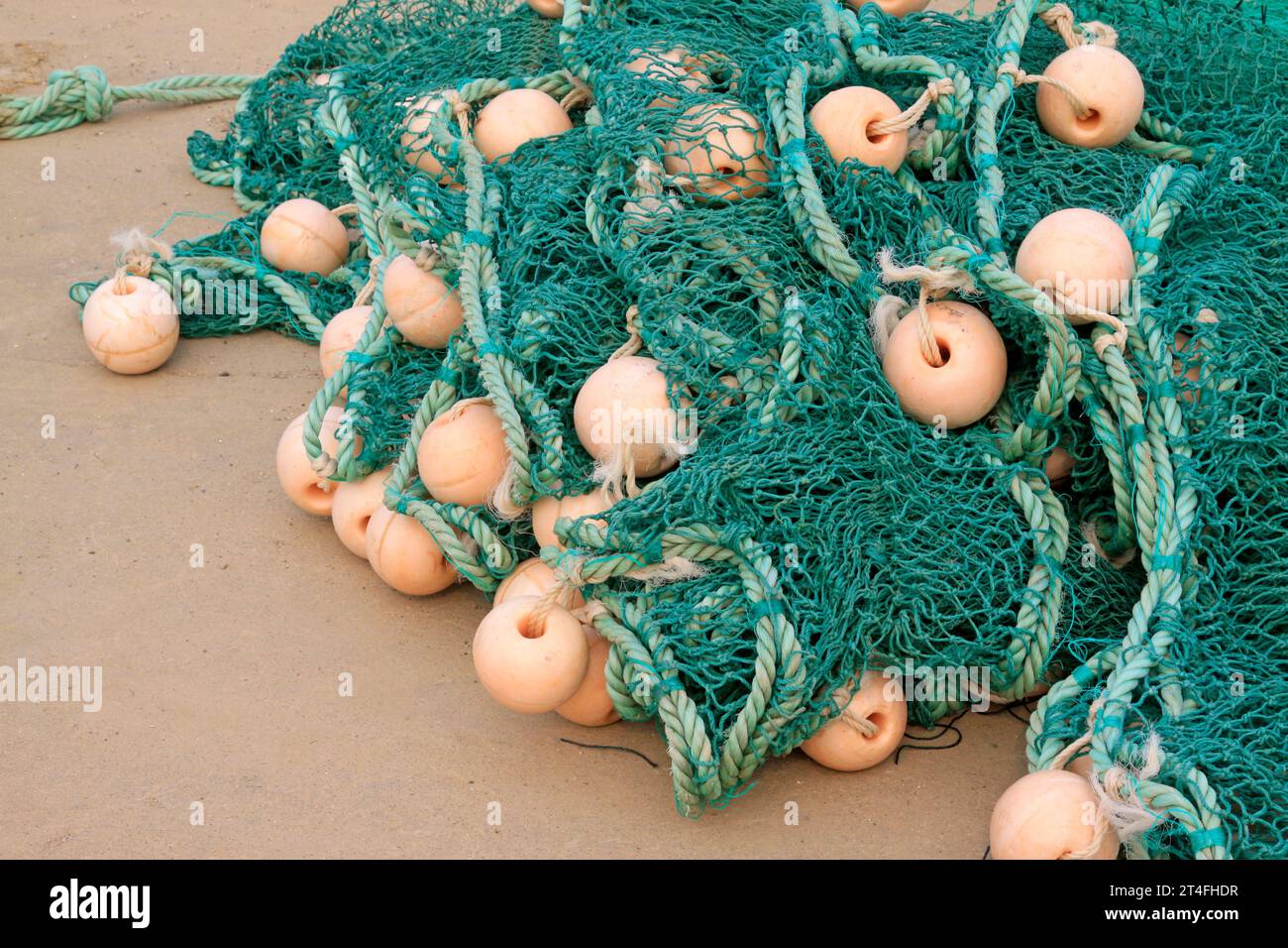 Nylon fishing nets and floats, closeup of photo Stock Photo - Alamy