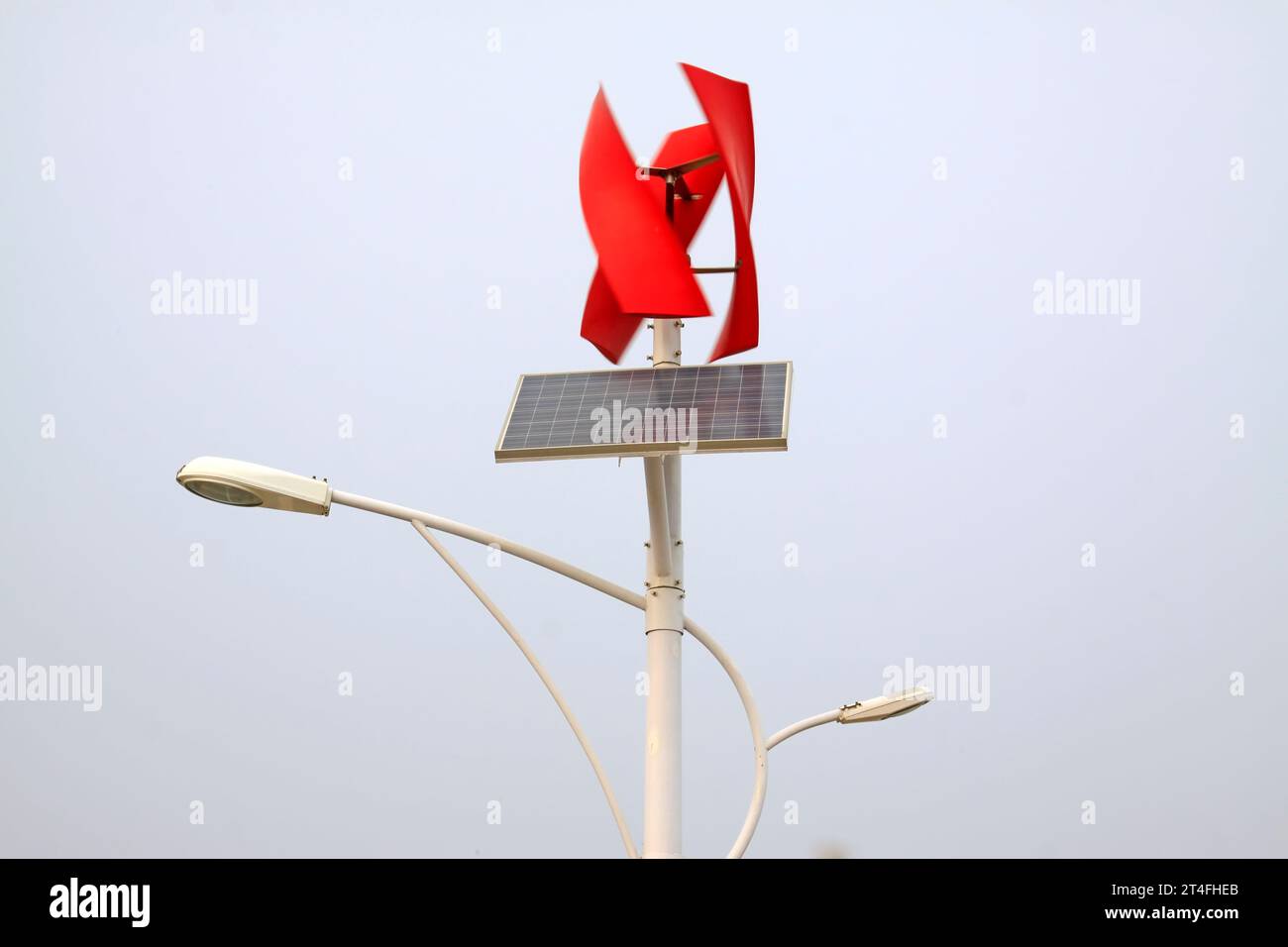 solar and wind power street lights in the sky Stock Photo - Alamy
