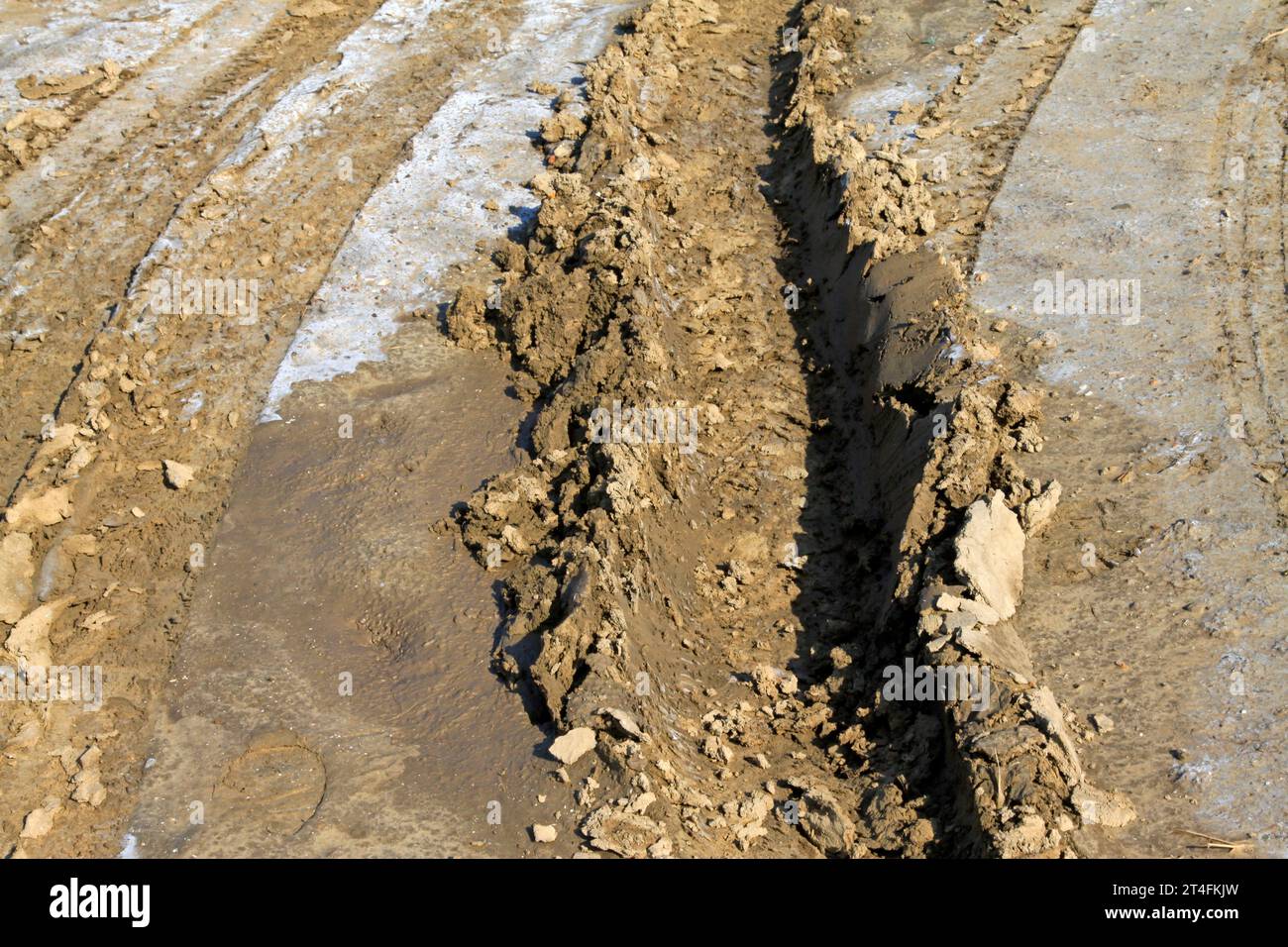 tracing rut on the land, in the wilderness Stock Photo - Alamy