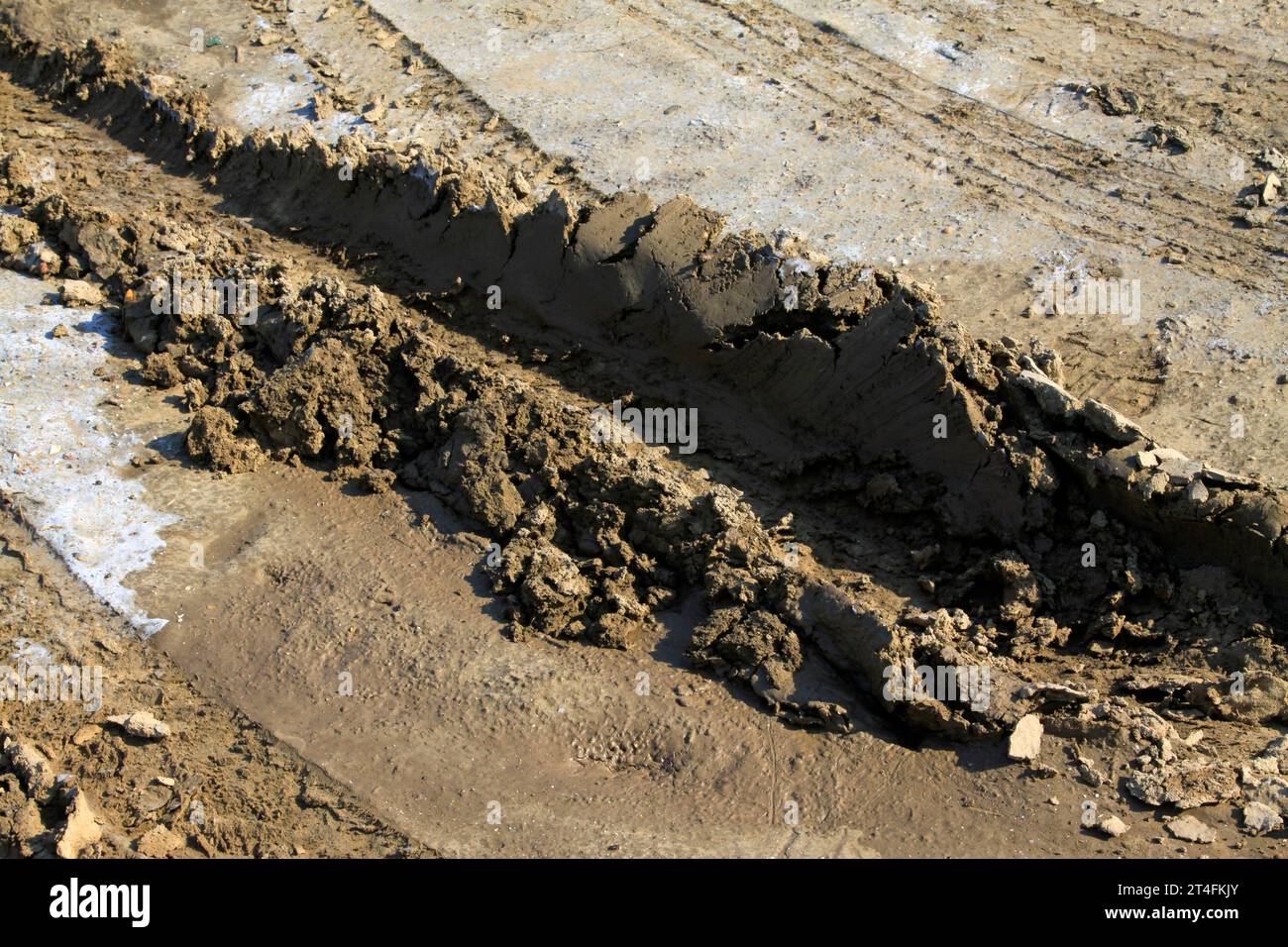tracing rut on the land, in the wilderness Stock Photo - Alamy