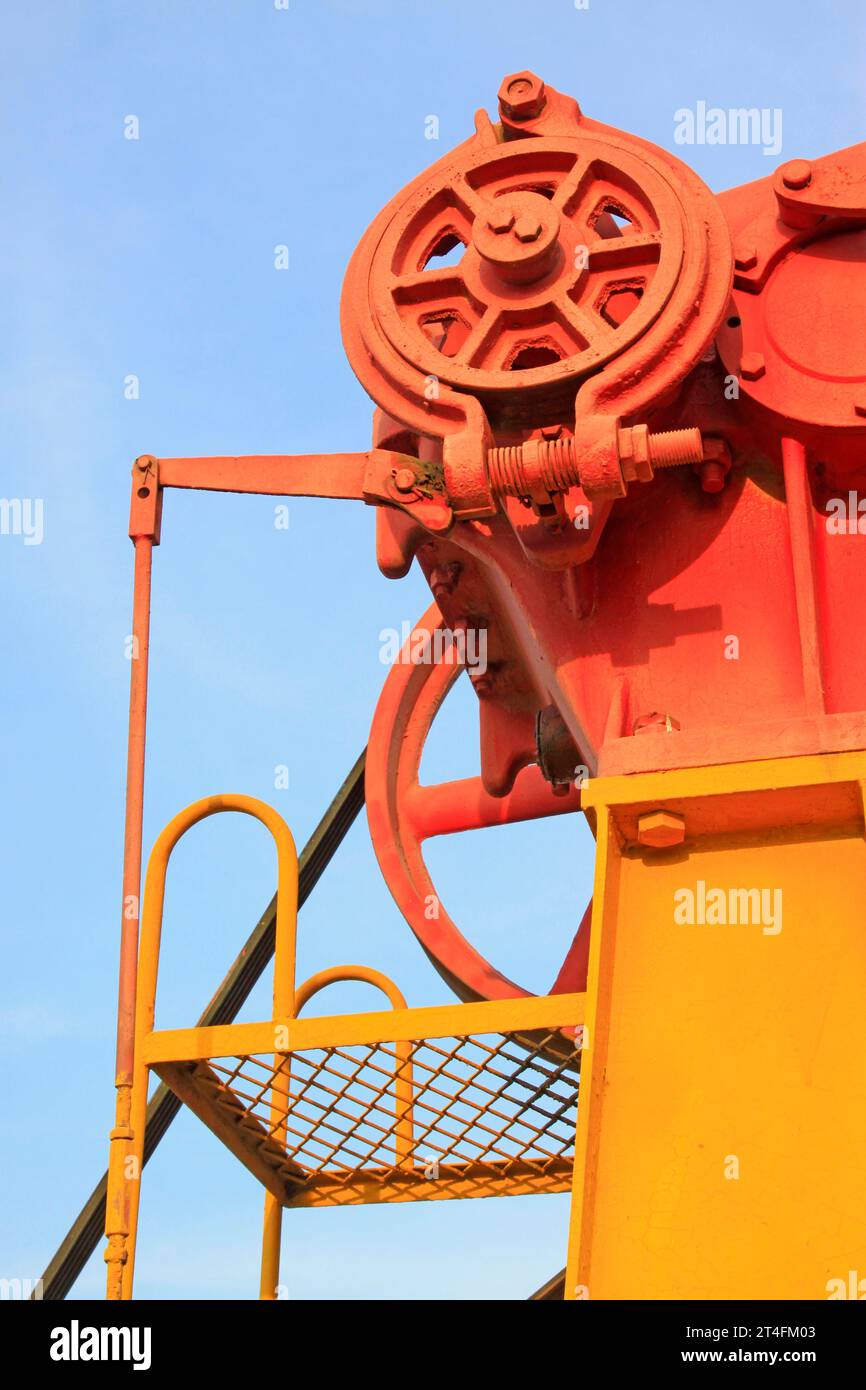 Beam pumping unit crank pulley, closeup of photo Stock Photo - Alamy