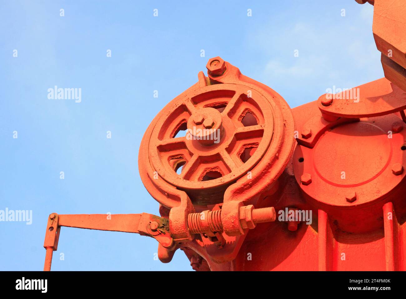 Beam pumping unit crank pulley, closeup of photo Stock Photo - Alamy