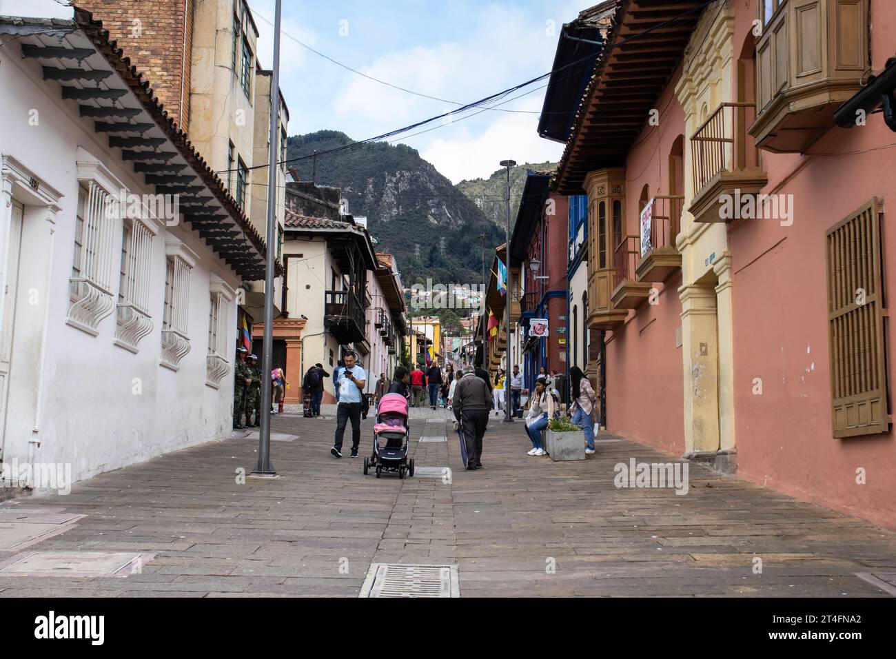 Bogota, Colombia - 2 Julio 2023. Beautiful colonial streets of La ...