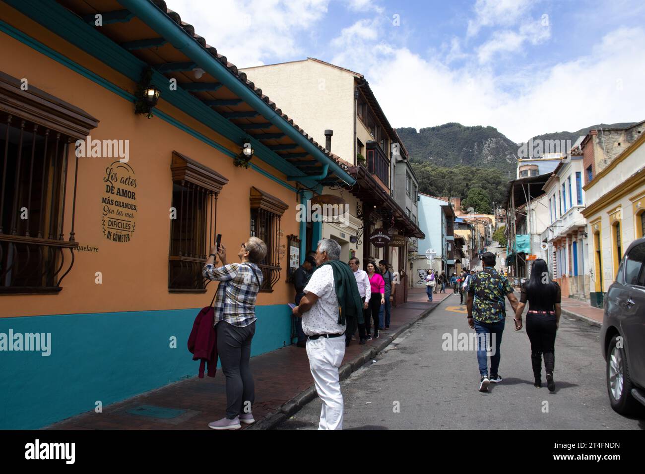 Bogota, Colombia - 2 Julio 2023. Beautiful colonial streets of La ...