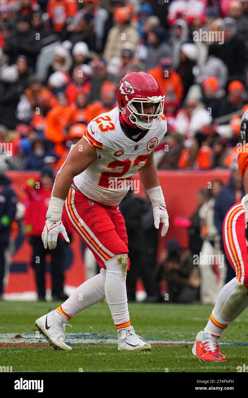 Kansas City Chiefs linebacker Drue Tranquill (23) against the Denver ...