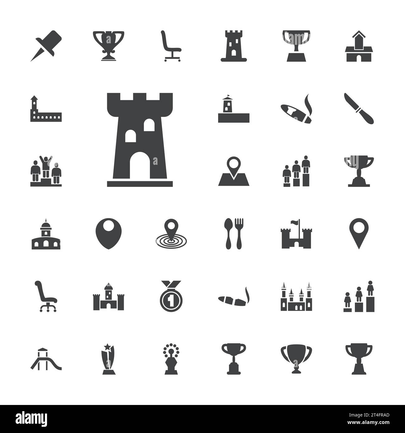 Map pin symbol trophy icon Black and White Stock Photos & Images - Alamy