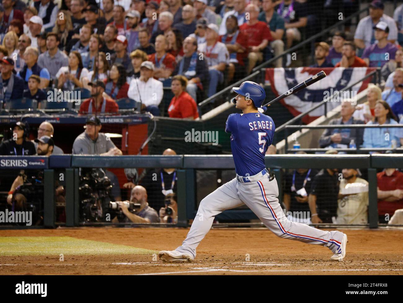 Phoenix, United States. 30th Oct, 2023. Texas Rangers Corey Seager hits ...