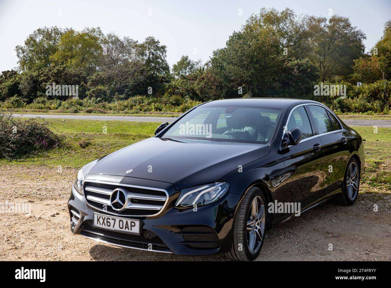2017 black Mercedes Benz e220D saloon car, property released, parked in ...