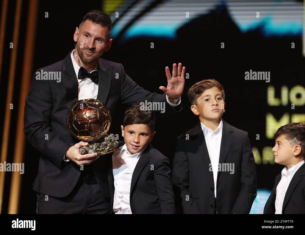 Paris, France. 30th Oct, 2023. Argentine forward Lionel Messi (1st L ...