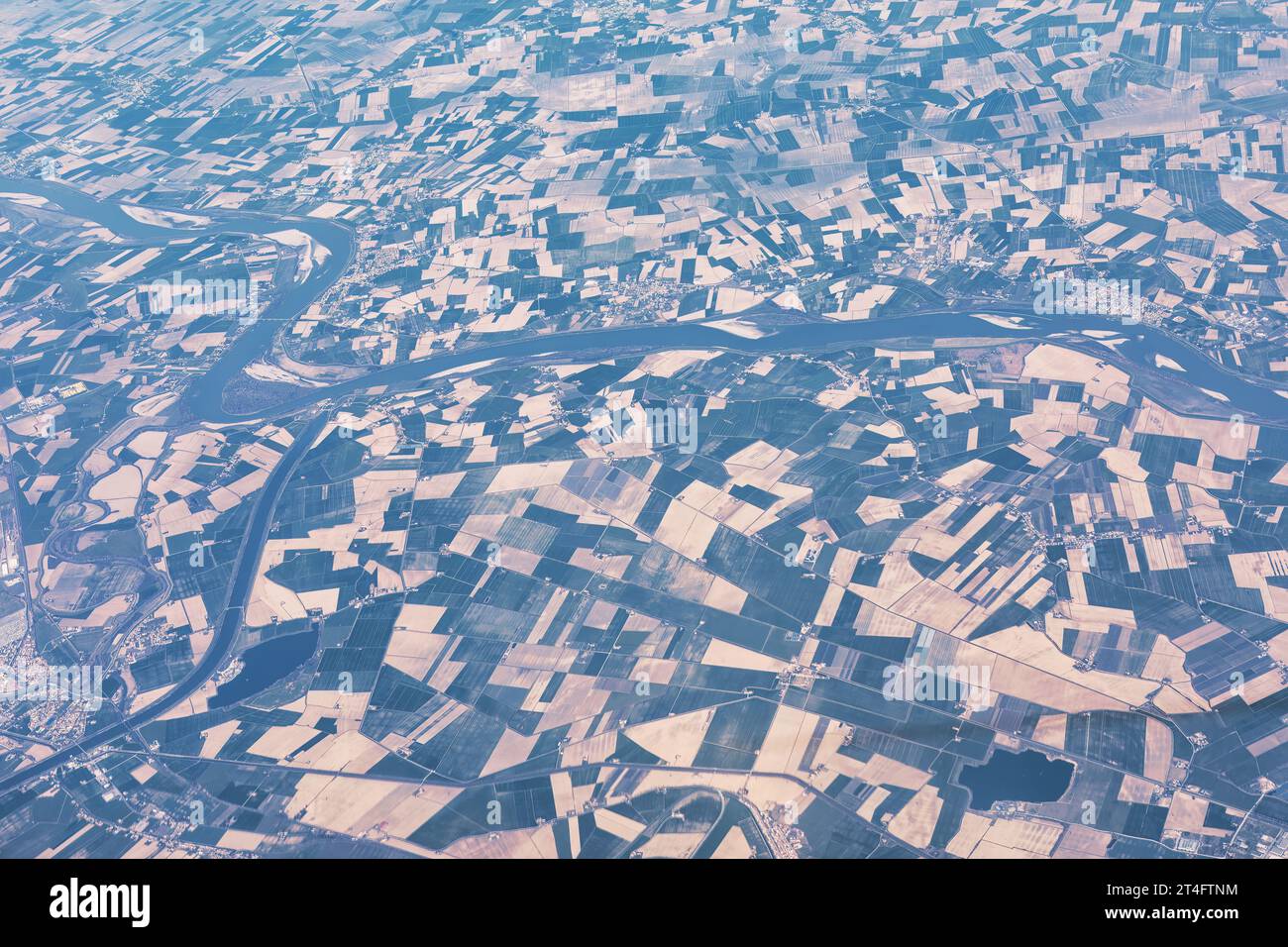Aerial view of country from airplane window. View from plane window ...