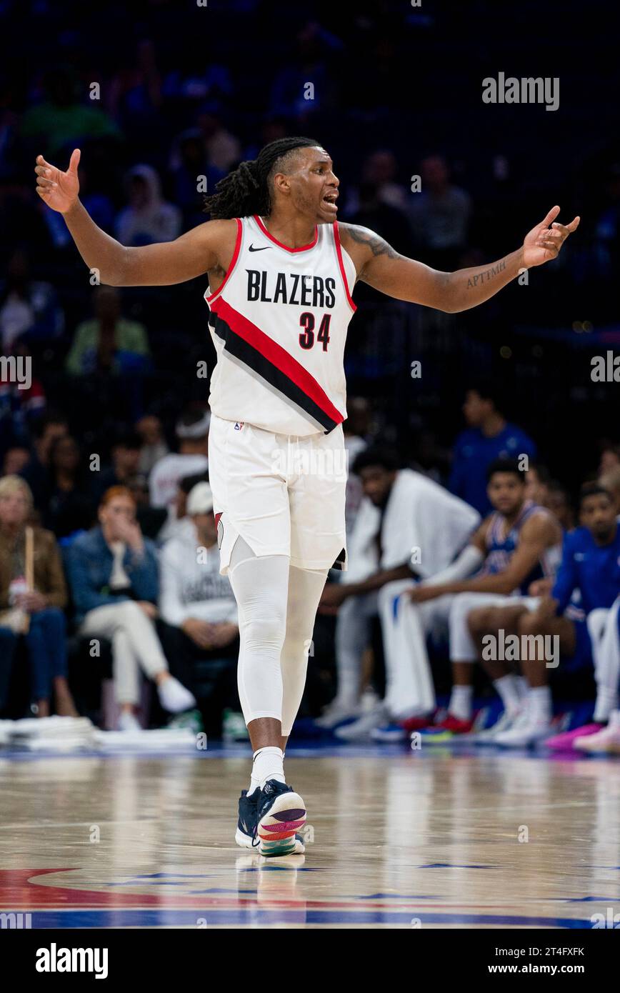 Portland Trail Blazers' Jabari Walker reacts during the NBA basketball ...