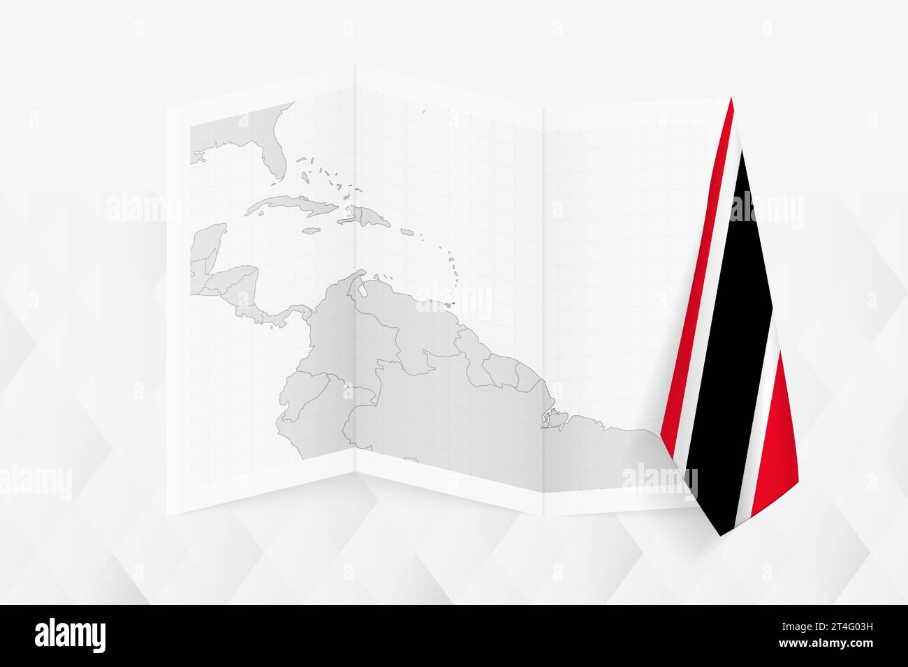 A grayscale map of Trinidad and Tobago with a hanging Trinidadian and ...