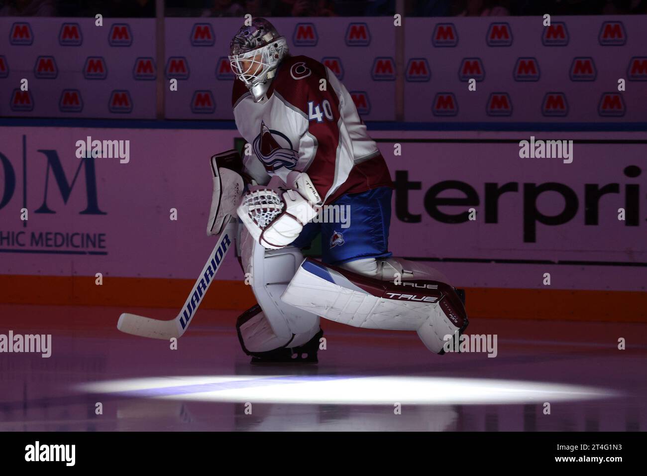 Colorado Avalanche goaltender Alexandar Georgiev (40)skates during the ...