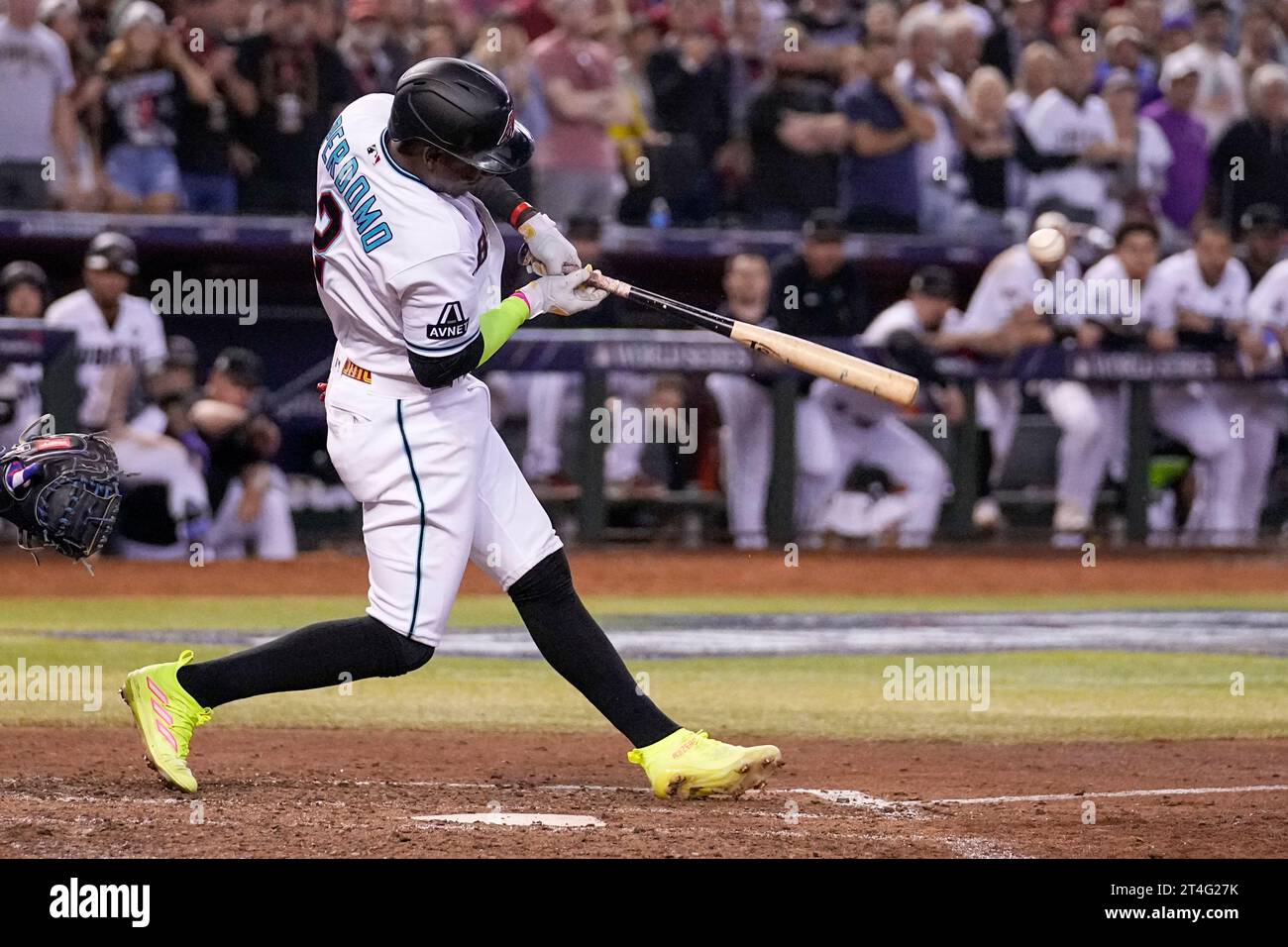 Arizona Diamondbacks' Geraldo Perdomo hits RBI single against the Texas ...