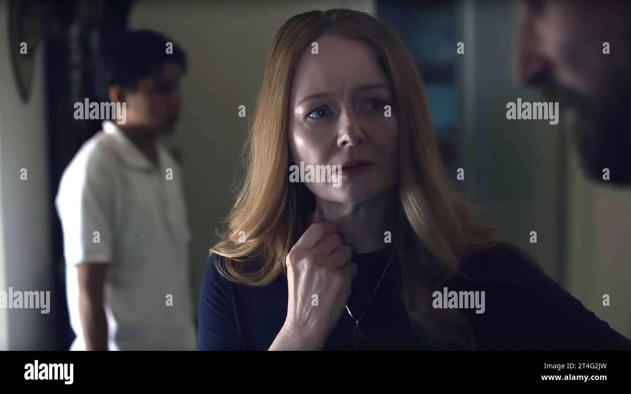 AT THE GATES, from left: Ezekiel Pacheco, Miranda Otto, Noah Wyle, 2022 ...