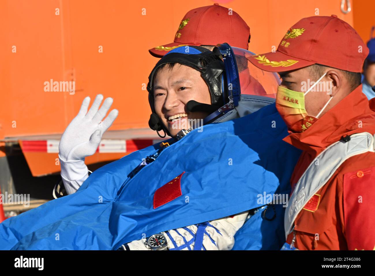 Dongfeng Landing Site. 31st Oct, 2023. Astronaut Gui Haichao is out of ...