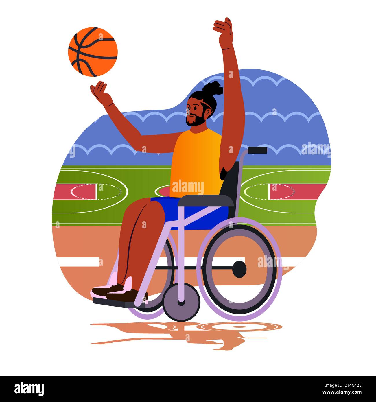 disabled african american man in wheelchair play basketball people with ...
