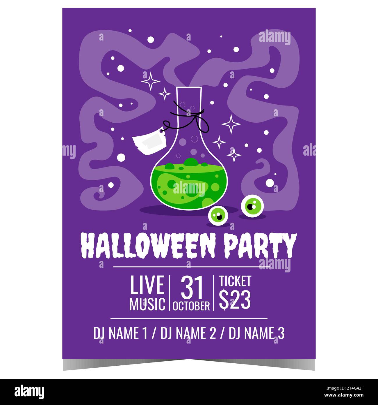 Halloween party invitation poster with poisonous and toxic cocktail in ...