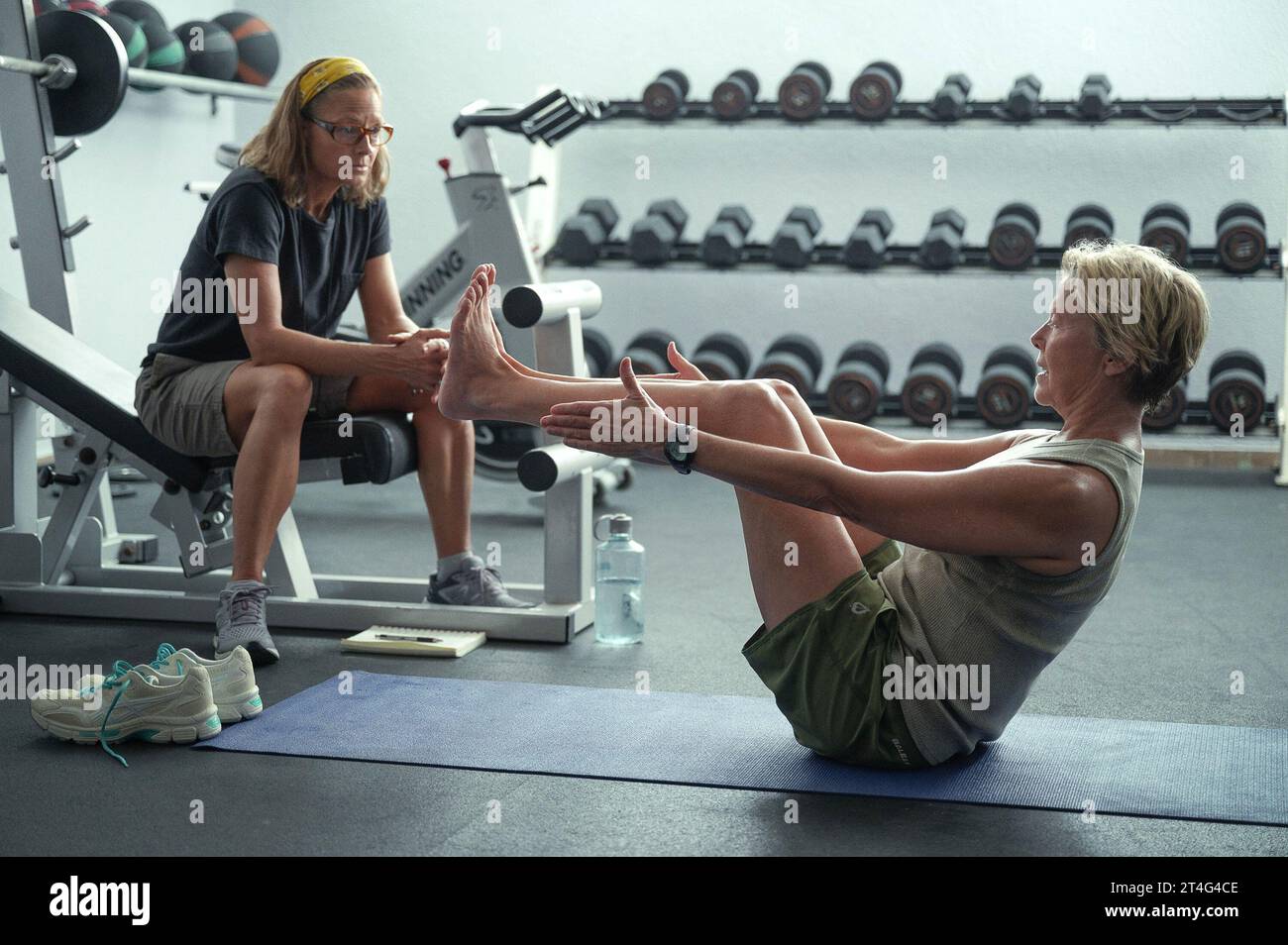 NYAD, from left: Jodie Foster, Annette Bening as Diana Nyad, on set ...
